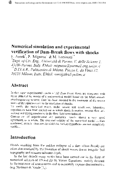 (PDF) Numerical simulation and experimental verification of Dam-Break ...