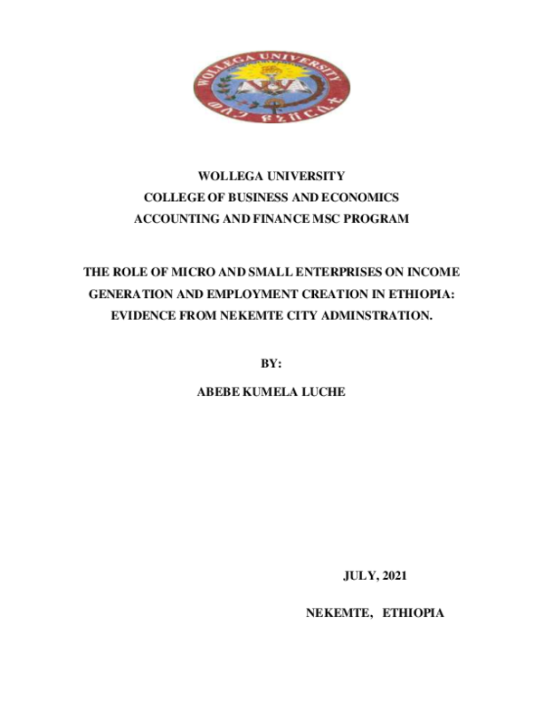 (PDF) THE ROLE OF MICRO AND SMALL ENTERPRISES ON INCOME GENERATION AND ...