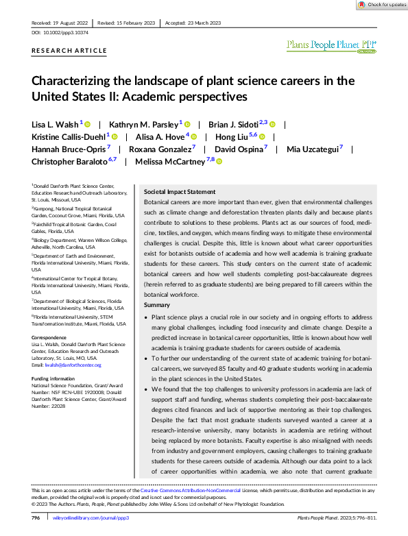 (PDF) Characterizing the landscape of plant science careers in the ...