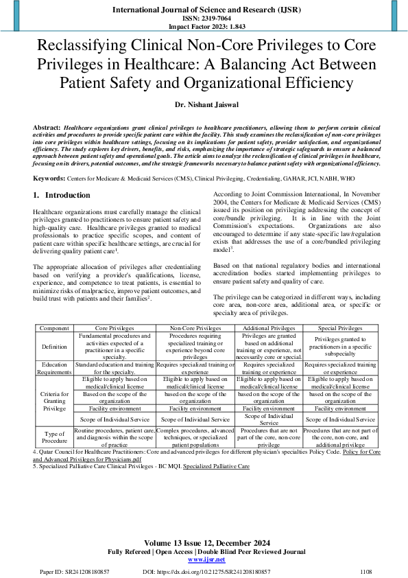 (PDF) Reclassifying Clinical Non-Core Privileges to Core Privileges in ...
