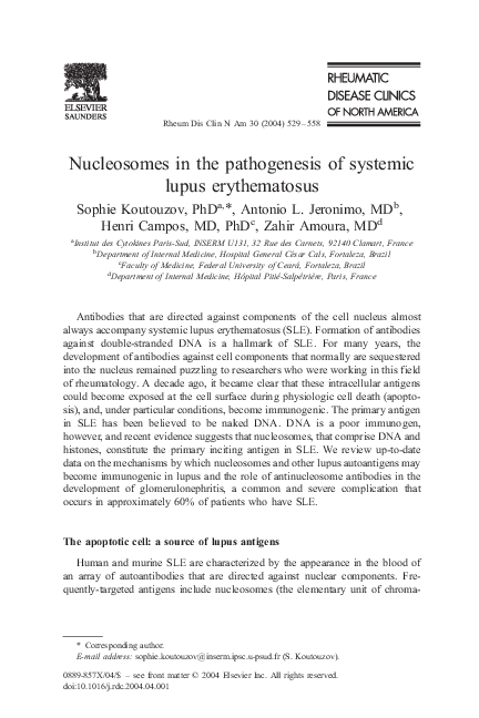 (PDF) Nucleosomes in the pathogenesis of systemic lupus erythematosus