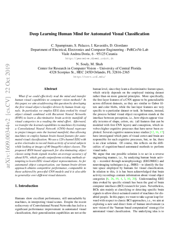 (PDF) Deep Learning Human Mind for Automated Visual Classification