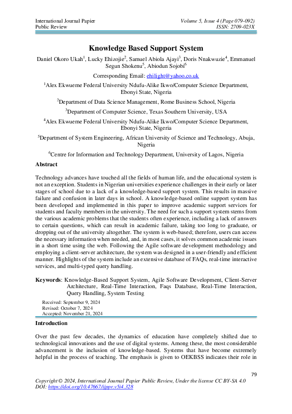 (PDF) Knowledge Based Support System