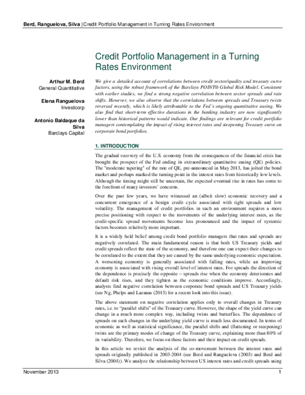 (PDF) Credit Portfolio Management in a Turning Rates Environment