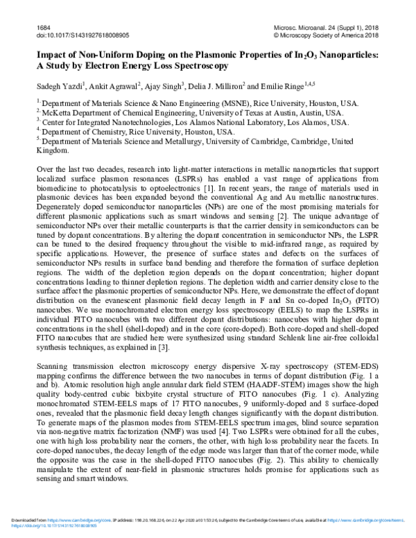 (PDF) Impact of Non-Uniform Doping on the Plasmonic Properties of In2O3 ...