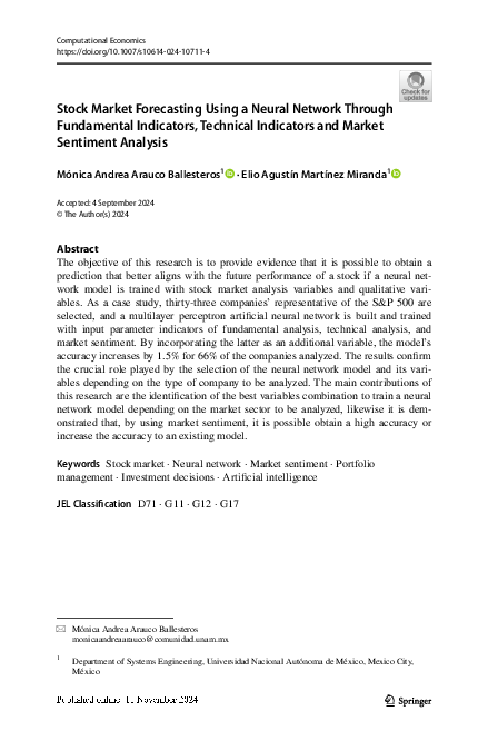 (PDF) Stock Market Forecasting Using a Neural Network Through ...