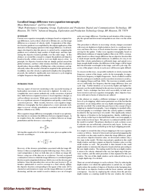 (PDF) Localized image‐difference wave‐equation tomography