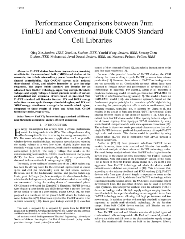 (PDF) Performance Comparisons Between 7-nm FinFET and Conventional Bulk ...