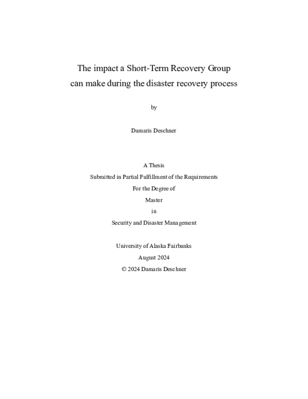 (PDF) The impact a Short-Term Recovery Group can make during the ...
