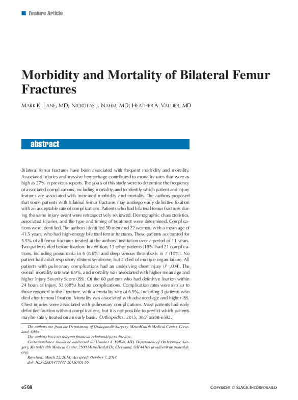 (PDF) Morbidity and Mortality of Bilateral Femur Fractures