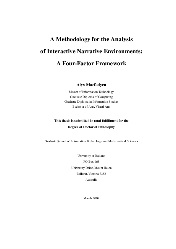 (PDF) A methodology for the analysis of interactive narrative ...