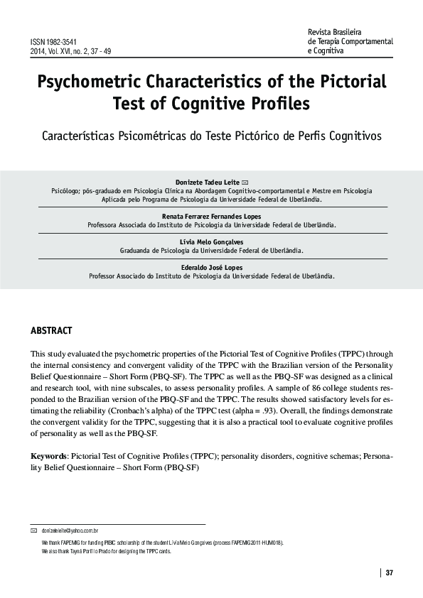 (PDF) Psychometric Characteristics of the Pictorial Test of Cognitive ...