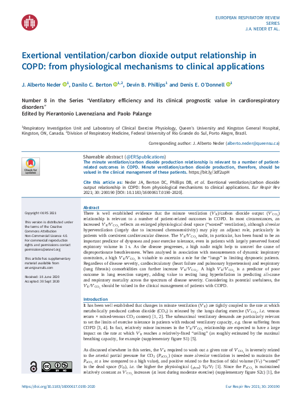 (PDF) Exertional ventilation/carbon dioxide output relationship in COPD ...