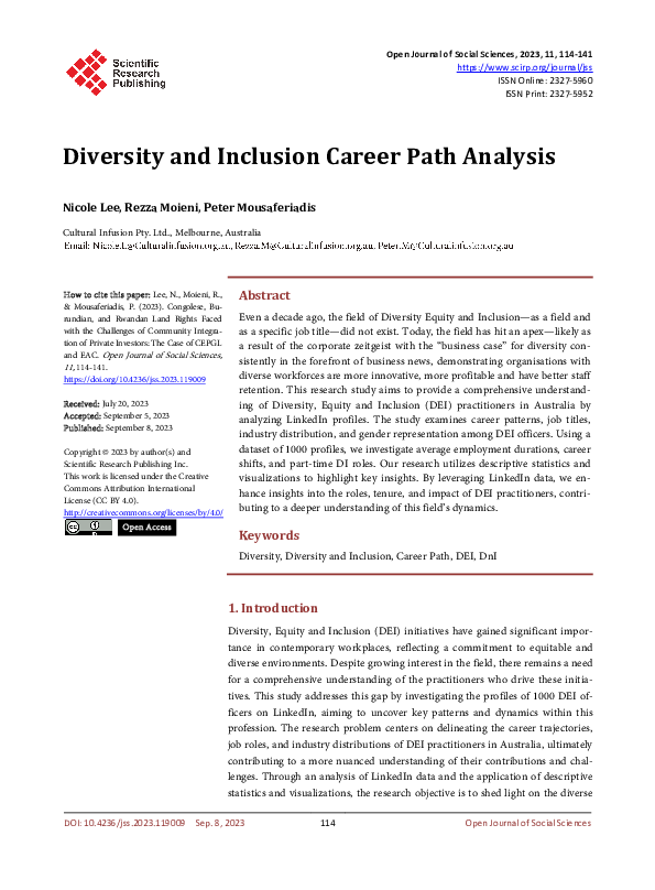 (PDF) Diversity and Inclusion Career Path Analysis