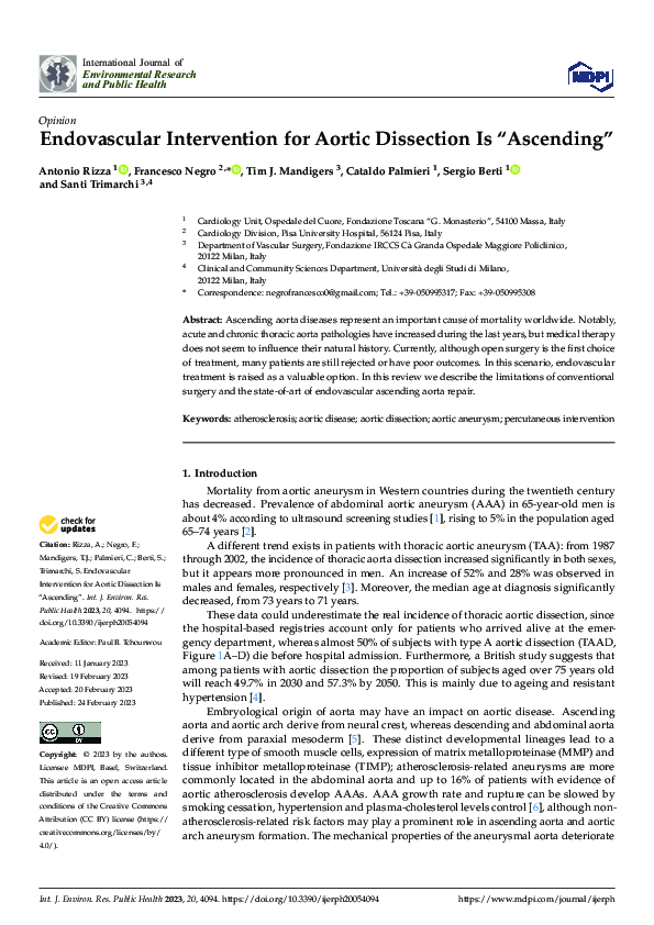 (PDF) Endovascular Intervention for Aortic Dissection Is “Ascending”