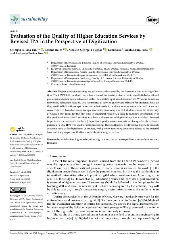 (PDF) Evaluation of the Quality of Higher Education Services by Revised ...