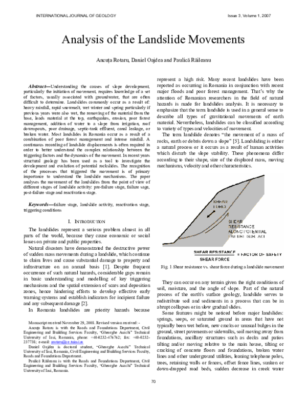 (PDF) Analysis of the Landslide Movements