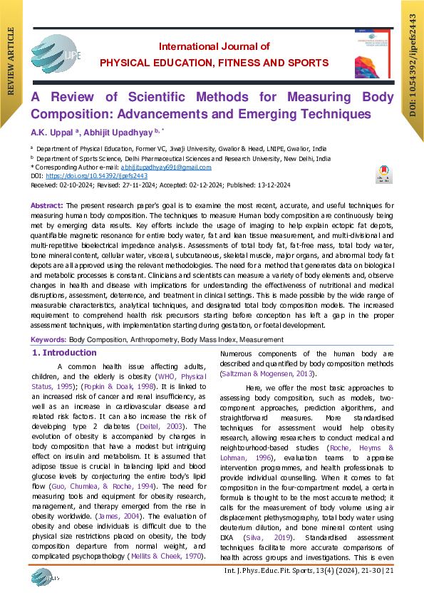 (PDF) A Review of Scientific Methods for Measuring Body Composition ...