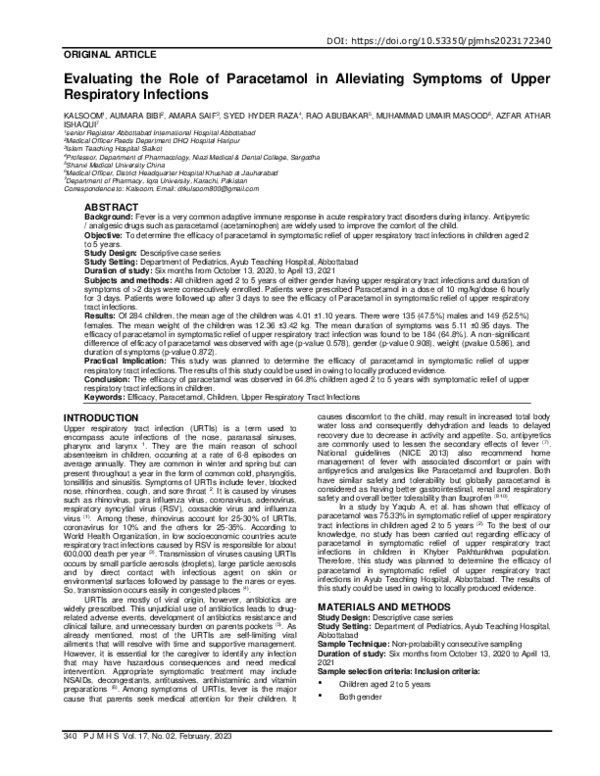 (PDF) Evaluating the Role of Paracetamol in Alleviating Symptoms of ...