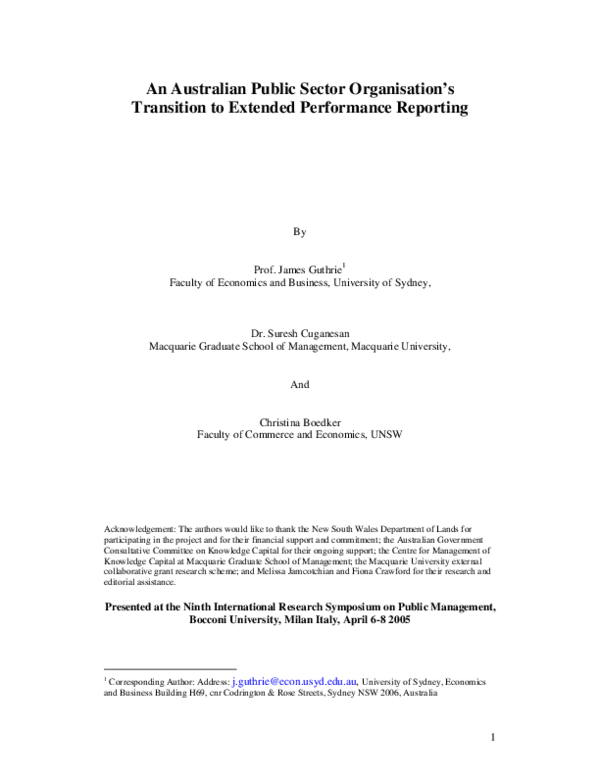 (PDF) An Australian public sector organisation’s transition to extended ...