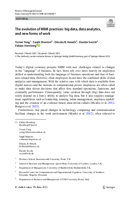 (PDF) The evolution of HRM practices: big data, data analytics, and new ...