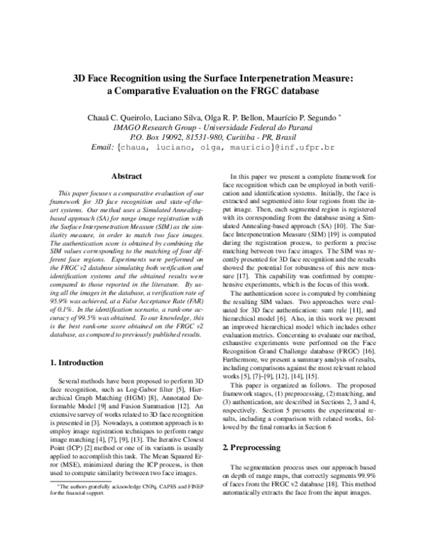 (PDF) 3D face recognition using the Surface Interpenetration Measure: A comparative evaluation ...