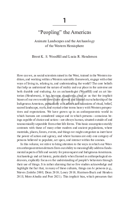 (PDF) "Peopling" the Americas Animate Landscapes and the Archaeology of ...