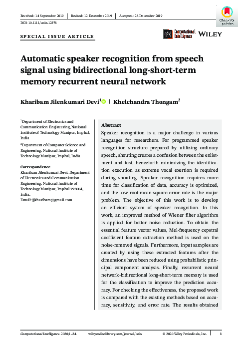 (PDF) Automatic speaker recognition from speech signal using bidirectional long‐short‐term ...