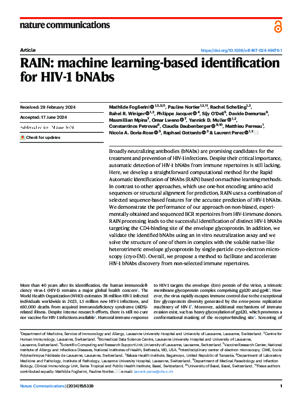 (PDF) RAIN: machine learning-based identification for HIV-1 bNAbs