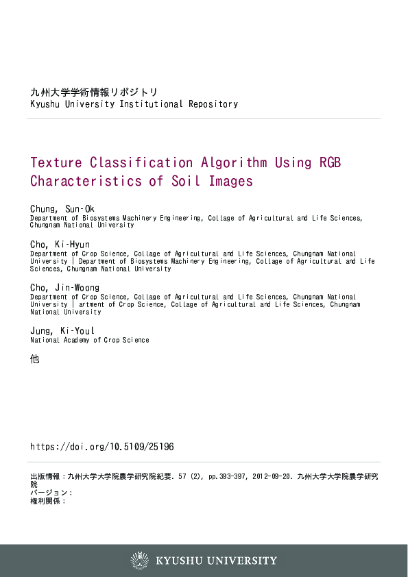 (PDF) Texture Classification Algorithm Using RGB Characteristics of Soil Images