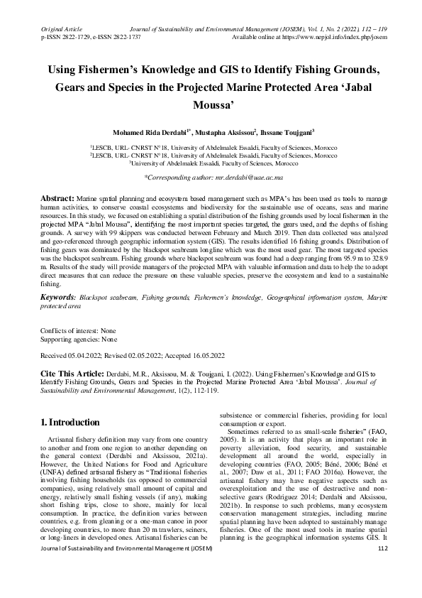 (PDF) Mapping Fishing Grounds in Jabal Moussa MPA