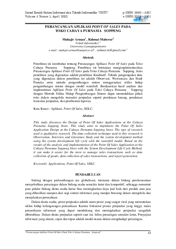 (PDF) Perancangan Aplikasi Point Of Sales Pada Toko Cahaya Purnama ...