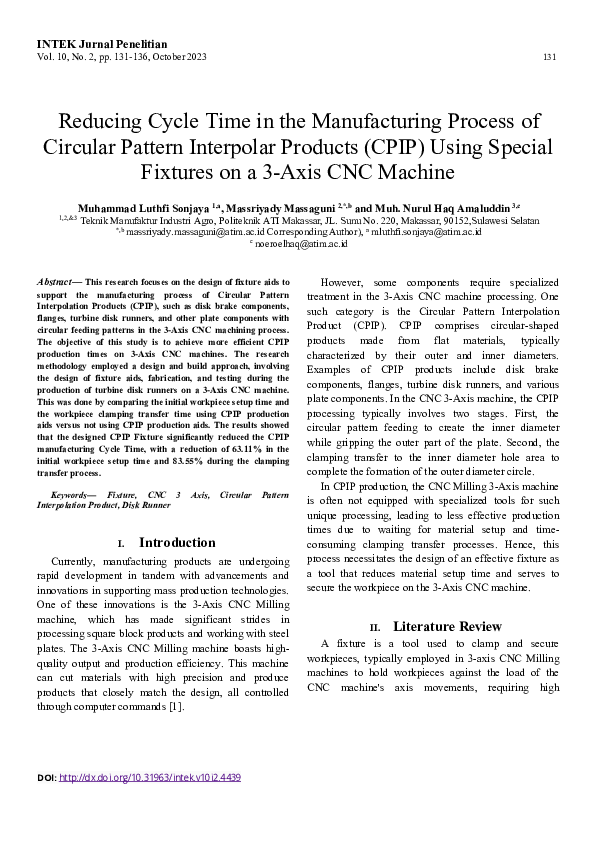 (PDF) Reducing Cycle Time in the Manufacturing Process of Circular Pattern Interpolar Products ...