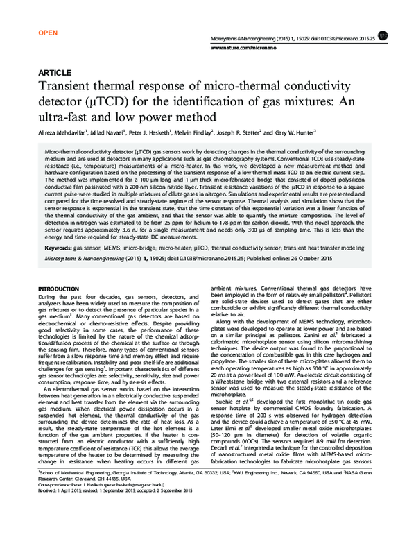 (PDF) Transient thermal response of micro-thermal conductivity detector ...