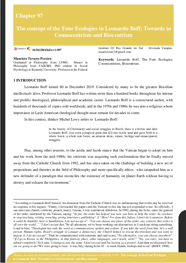(PDF) The concept of the Four Ecologies in Leonardo Boff: Towards to ...