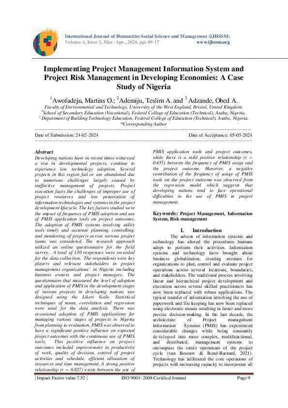 (PDF) Implementing Project Management Information System and Project Risk Management in ...