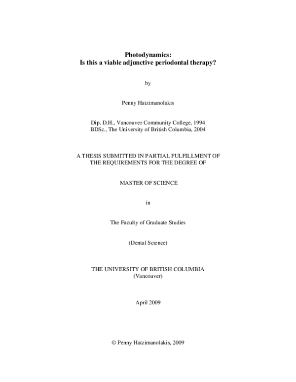 (PDF) Photodynamics : is this a viable adjunctive periodontal therapy?