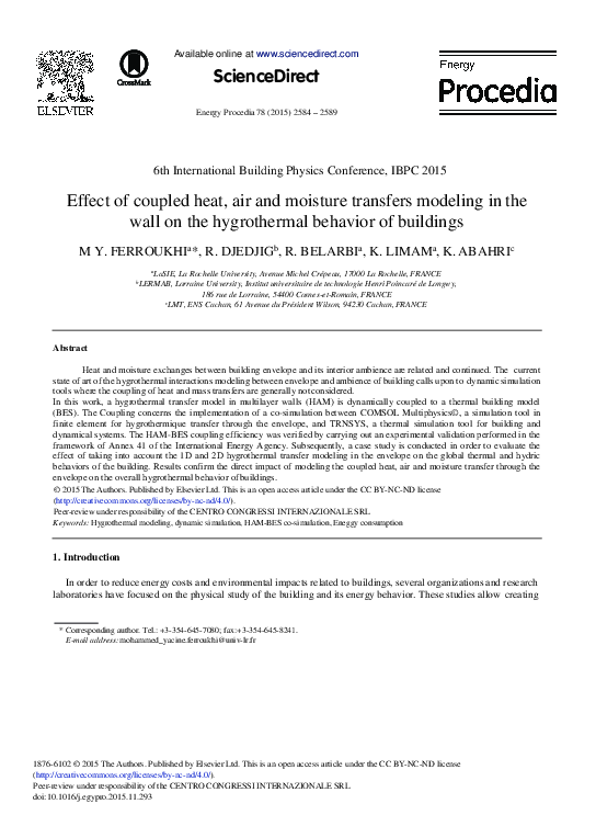 (PDF) Effect of Coupled Heat, Air and Moisture Transfers Modeling in ...