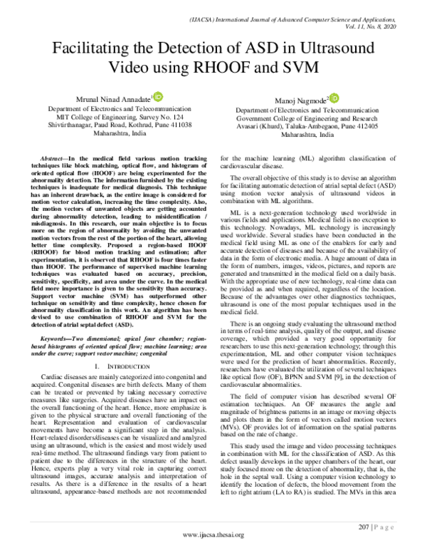 (PDF) Facilitating the Detection of ASD in Ultrasound Video using RHOOF ...
