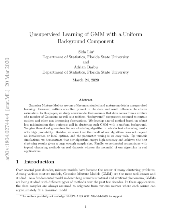 (PDF) Unsupervised Learning of Mixture Models with a Uniform Background Component
