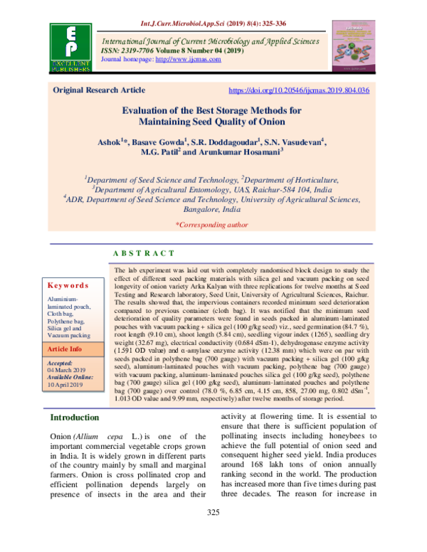 (PDF) Evaluation of the Best Storage Methods for Maintaining Seed ...