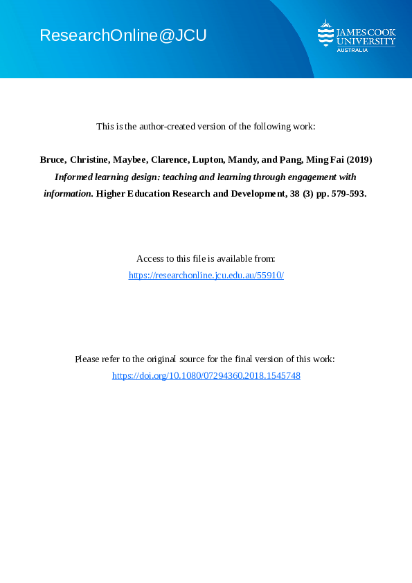 (PDF) Informed learning design: teaching and learning through ...