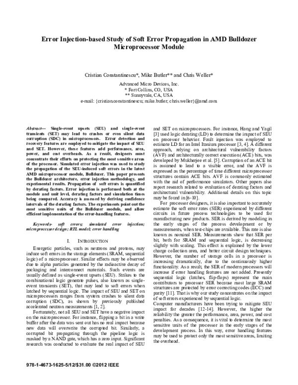 (PDF) Error injection-based study of soft error propagation in AMD Bulldozer microprocessor ...