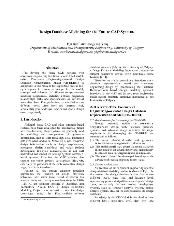 (PDF) Design Database Modeling for the Future Cad Systems