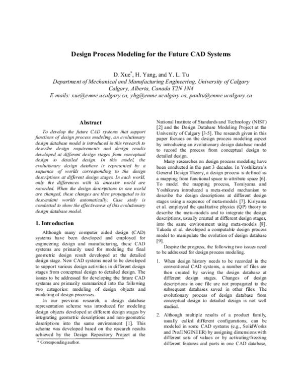 (PDF) Design Process Modeling for the Future Cad Systems