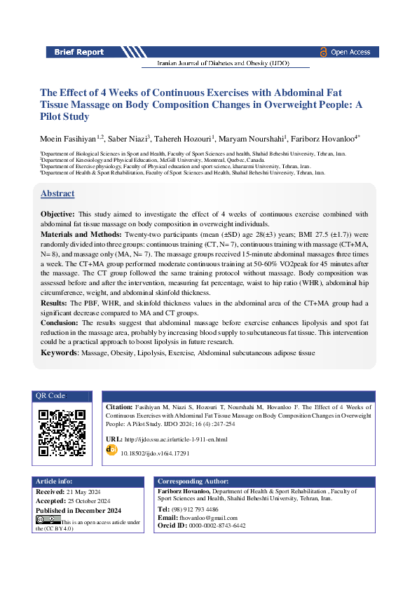 (PDF) The Effect of 4 Weeks of Continuous Exercises with Abdominal Fat ...