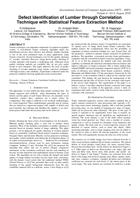 (PDF) Defect Identification of Lumber Through Correlation Technique ...