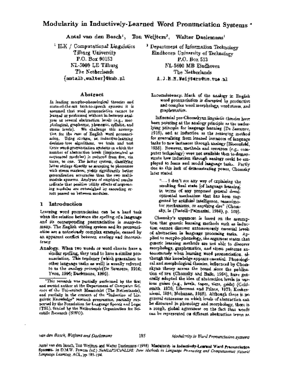(PDF) Modularity in inductively-learned word pronunciation systems