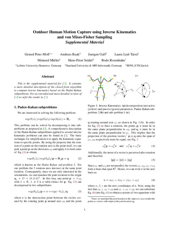 (PDF) Outdoor human motion capture using inverse kinematics and von ...