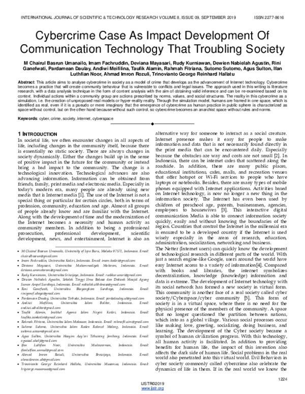 (PDF) Cybercrime Case As Impact Development Of Communication Technology ...